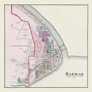 1877 Town Map of Harmar Washington County Ohio - Etsy