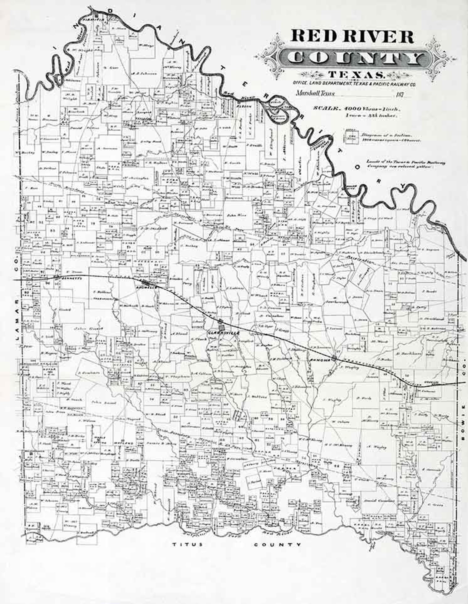 1870 Farm Line Map of Red River County Texas | Etsy