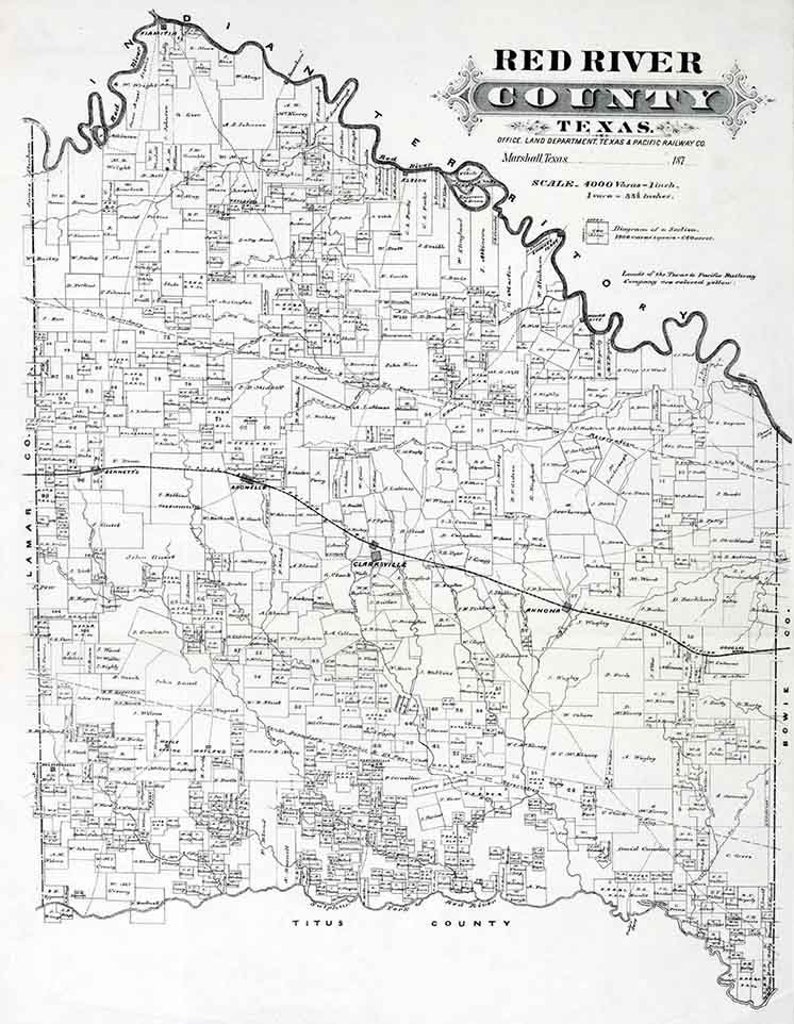 1870 Farm Line Map of Red River County Texas - Etsy