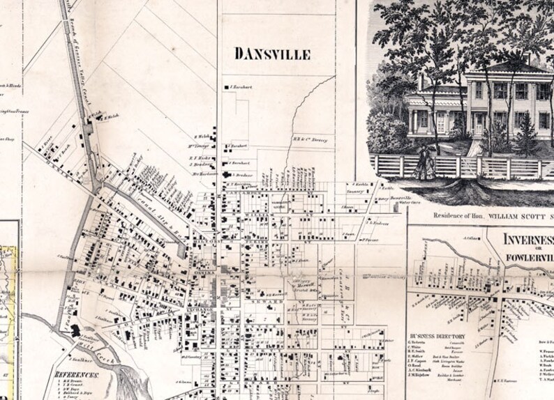 1858 Farm Line Map of Livingston County New York From Actual | Etsy
