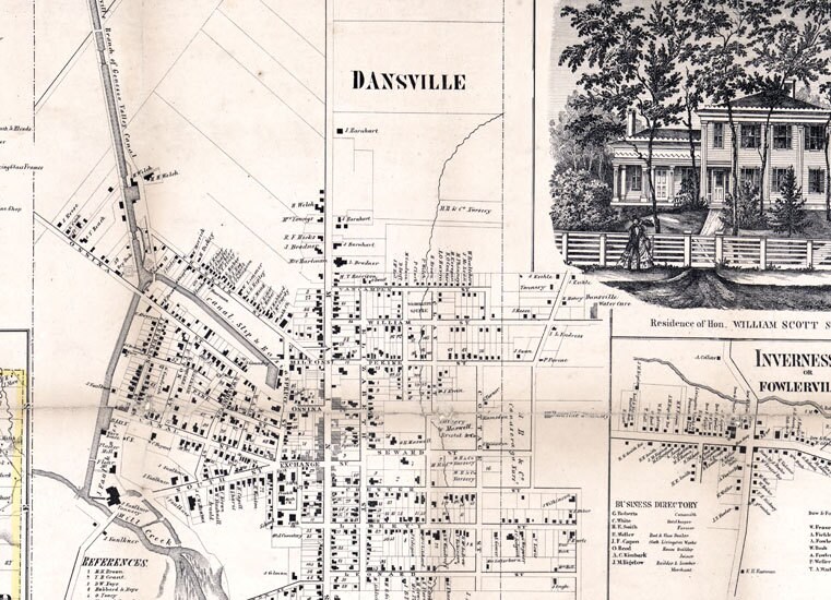 1858 Farm Line Map of Livingston County New York From Actual - Etsy