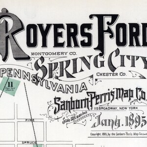 1895 Town Map of Royersford Montgomery County Pennsylvania - Etsy