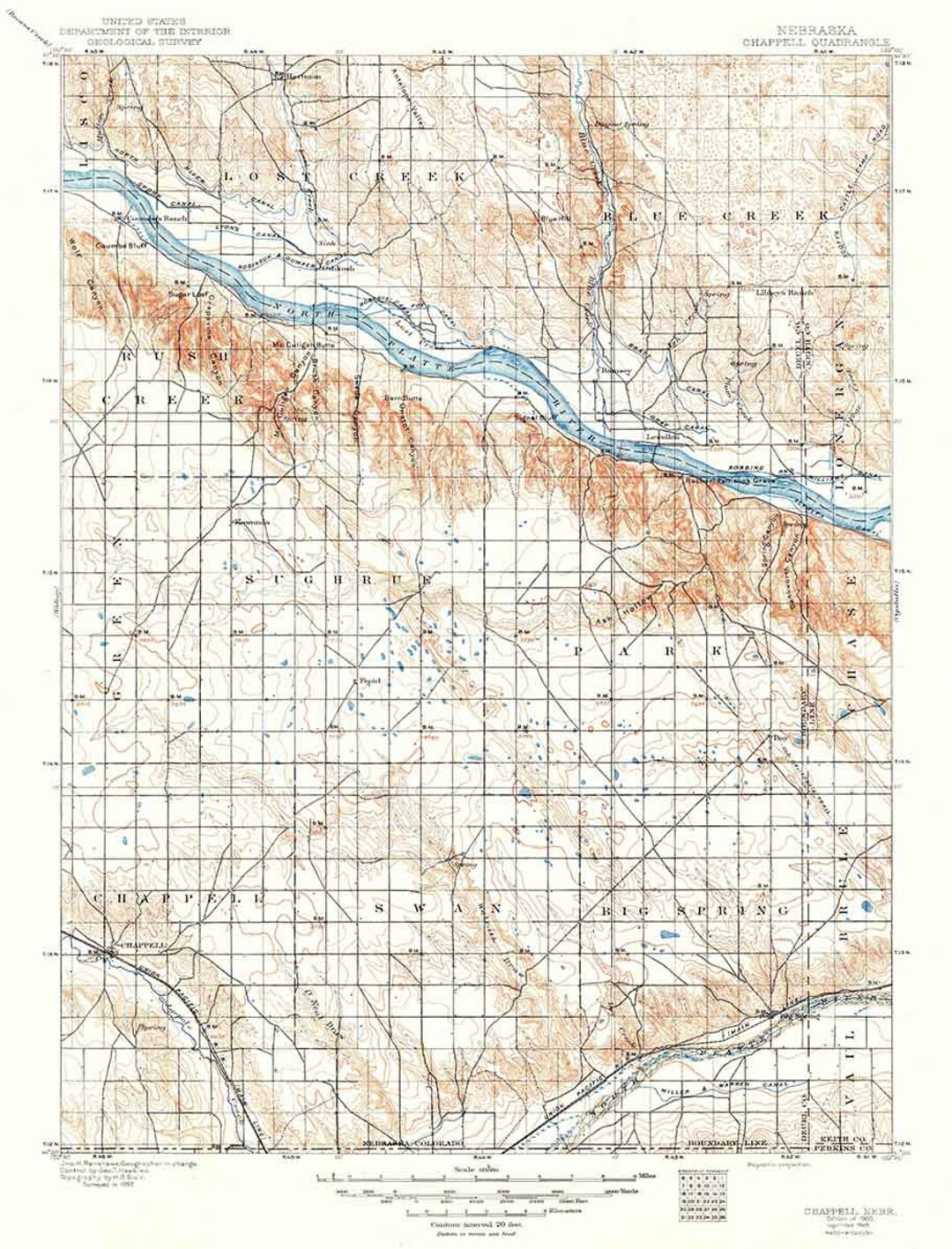 1900 Topo Map of Chappell Nebraska - Etsy