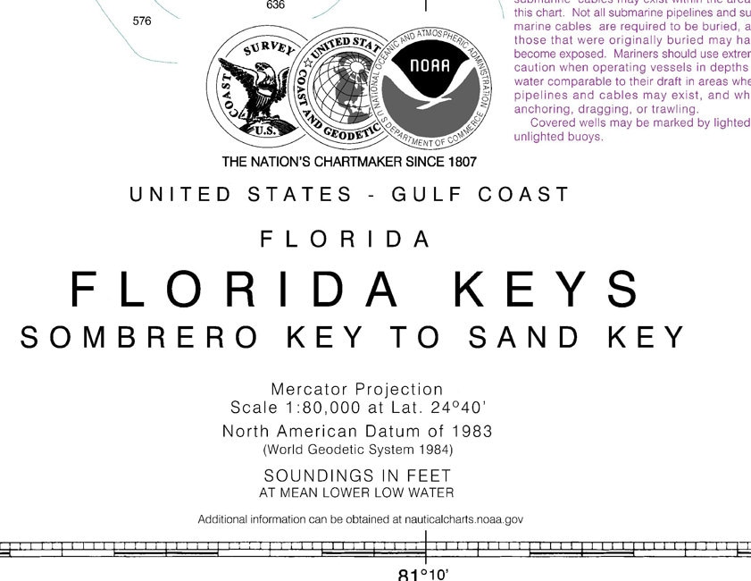 2012 Nautical Map of Sombrero Key to Sand Key Florida | Etsy