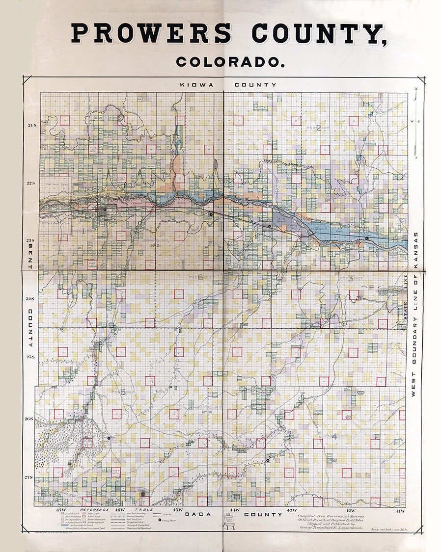 1889 Map of Prowers County Colorado - Etsy UK