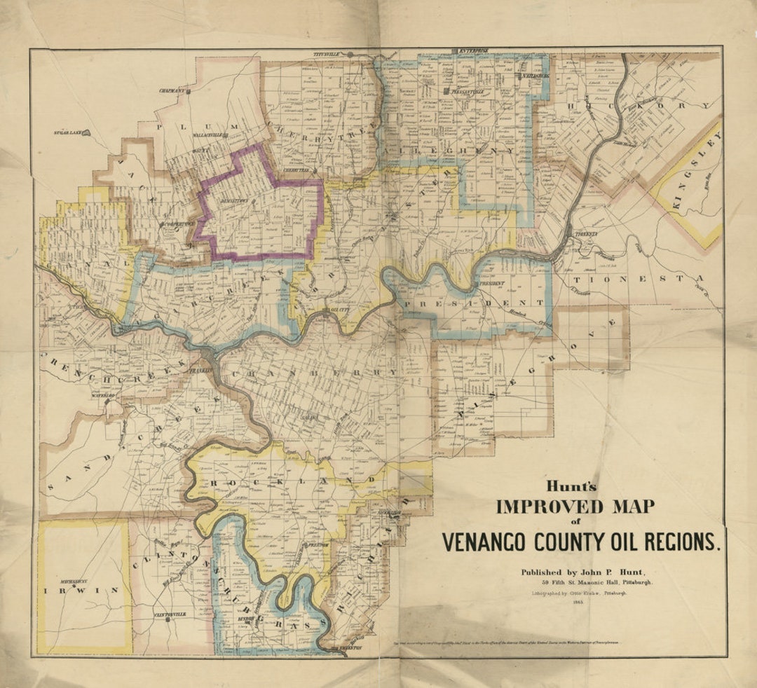 1865 Map of Venango County Oil Regions - Etsy