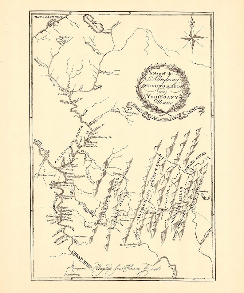 18th Century Map of Alleghany Monongahela and Youghiogheny | Etsy