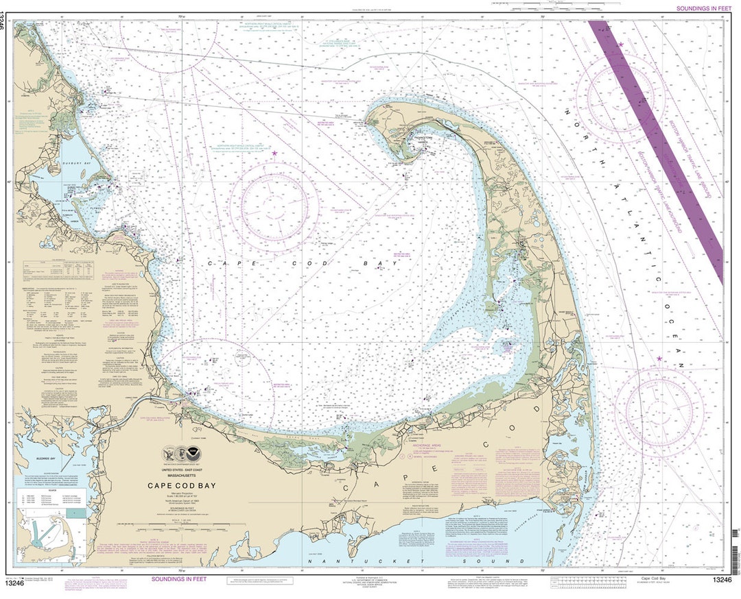 2013 Nautical Chart Map of Cape Cod Bay Massachusetts - Etsy