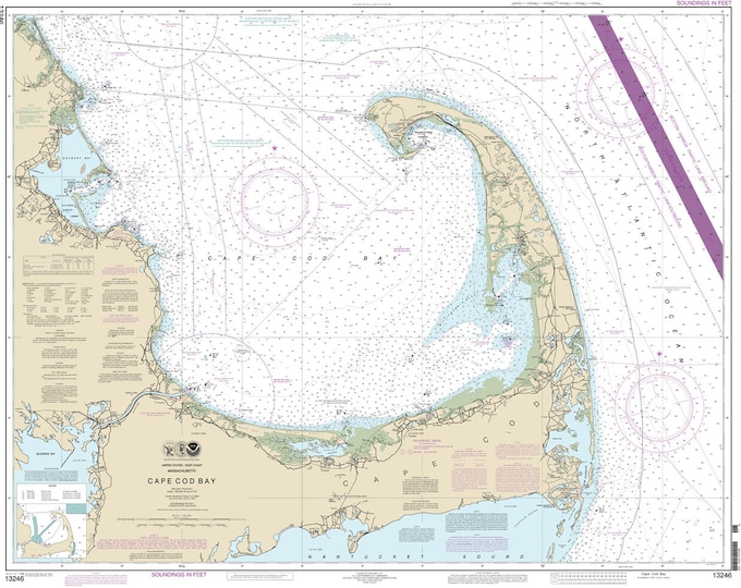 2013 Nautical Chart Map of Cape Cod Bay Massachusetts - Etsy