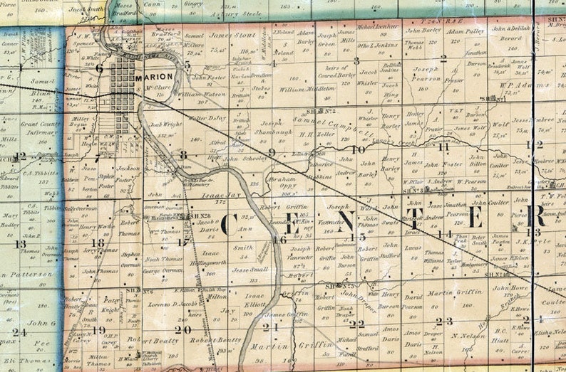 1861 Farm Line Map of Grant County Indiana - Etsy