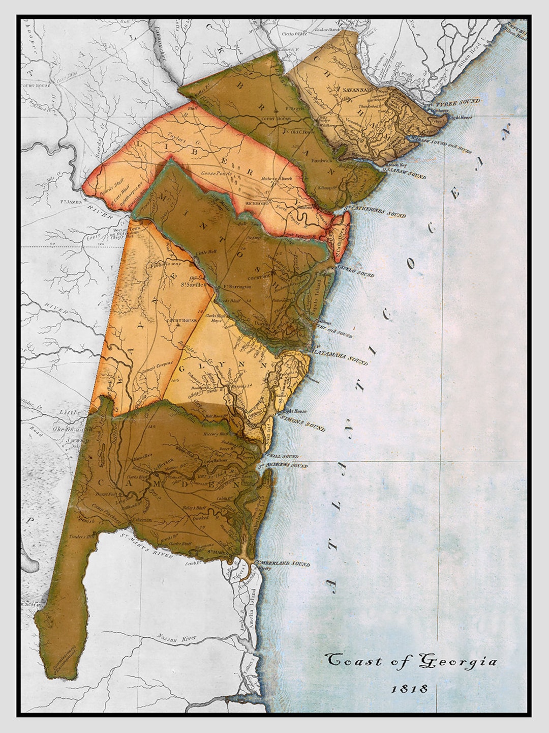 1818 Map of the Coast of Georgia - Etsy