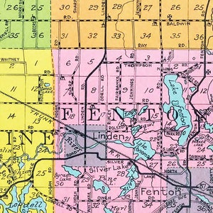 1920 Map of Genesee County Michigan - Etsy