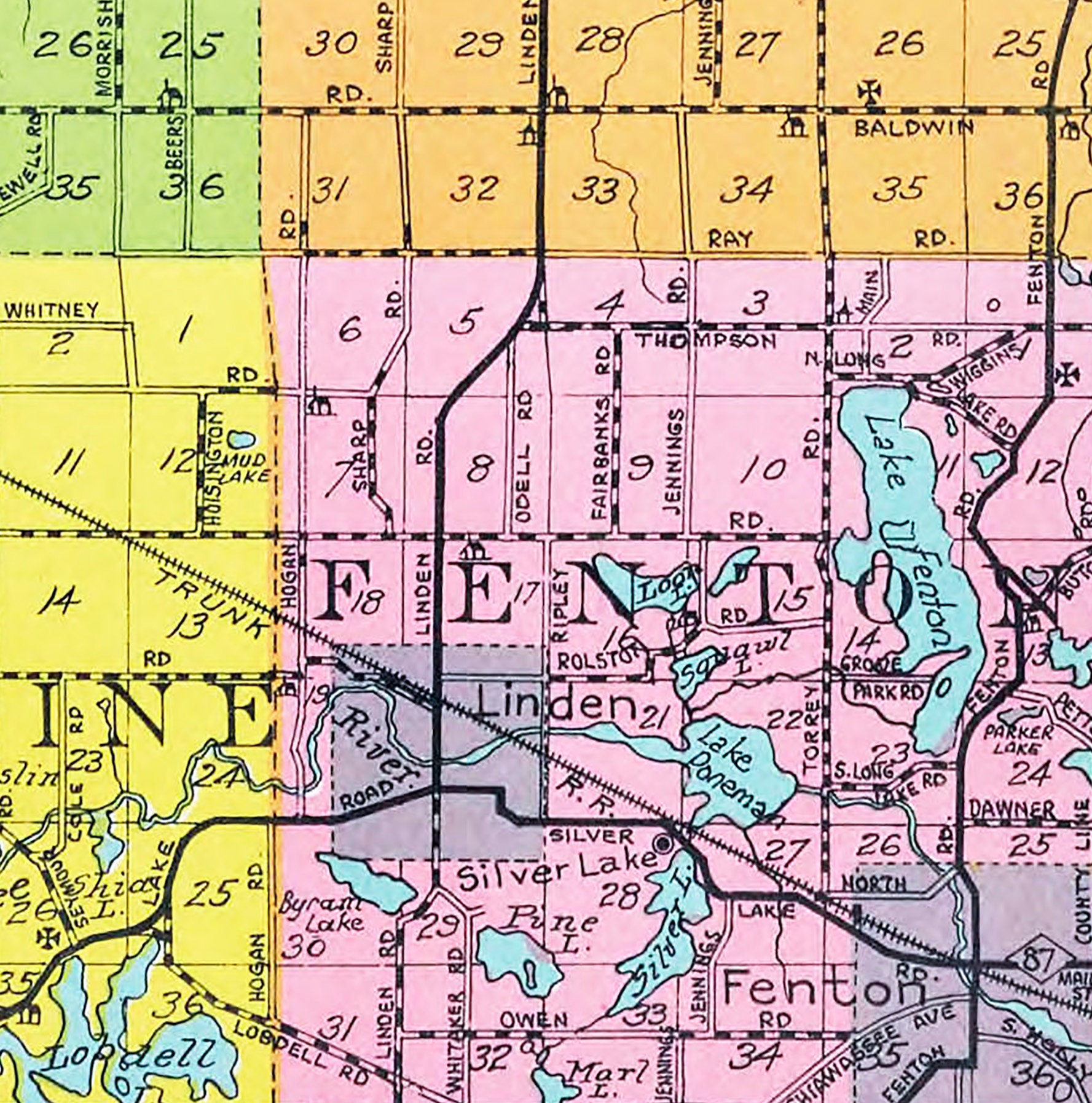 1920 Map of Genesee County Michigan - Etsy