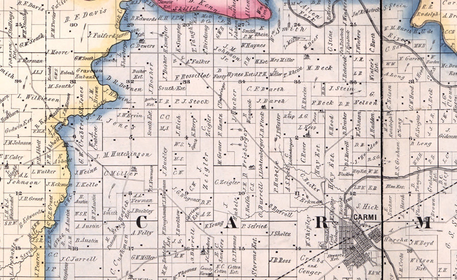 1871 Farm Line Map of White County Illinois Carmi | Etsy
