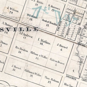 1849 Town Map of Hamilton and Rossville Butler County Ohio - Etsy