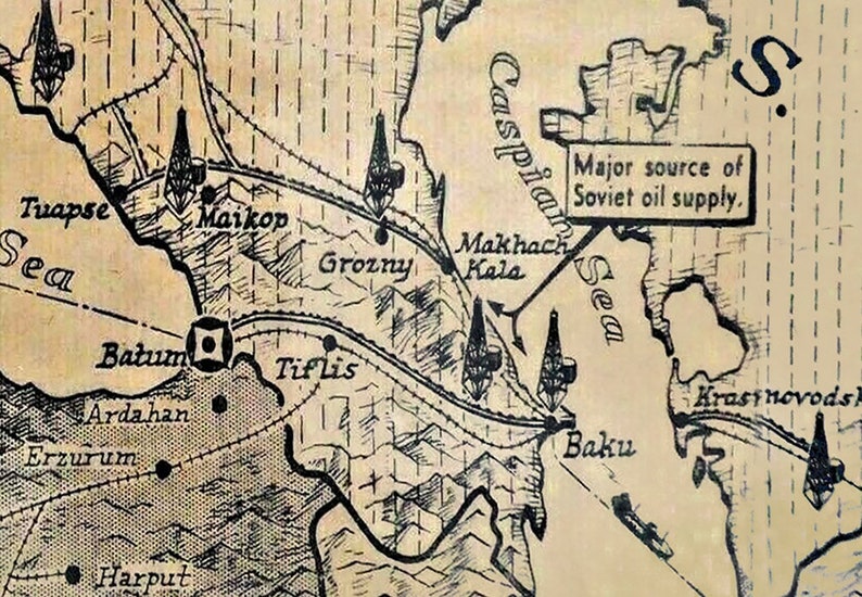 1940s Map of Middle East Oil Fields During World War 2 - Etsy Finland