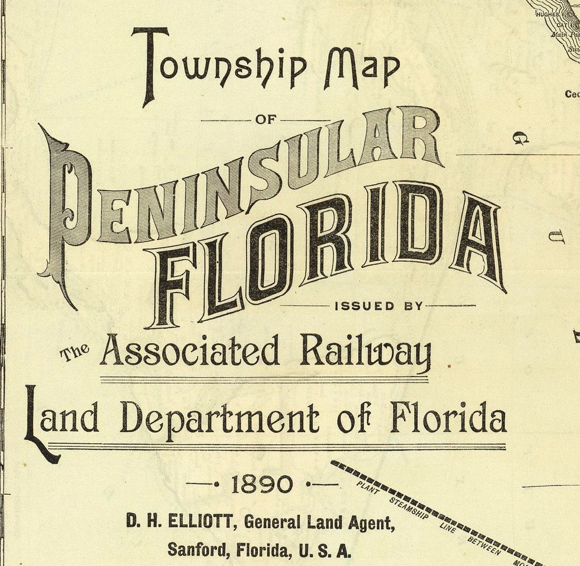 1890 Map of Florida Railroads - Etsy