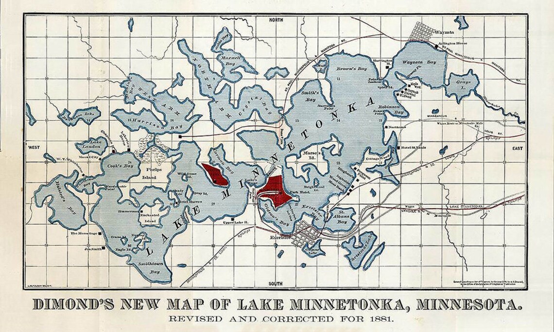 1881 Map of Lake Minnetonka Minnesota - Etsy