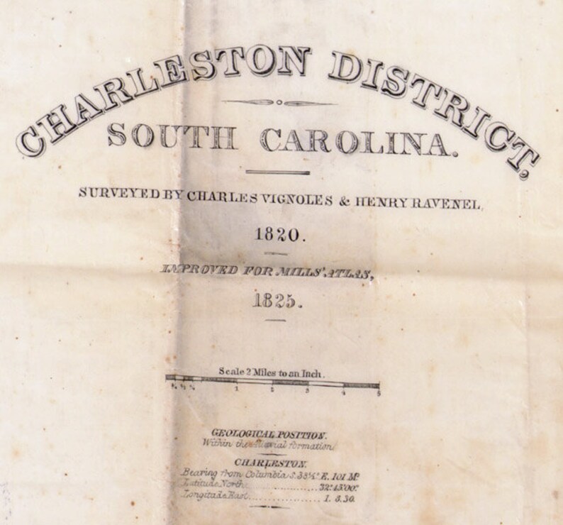 1825 Map of Charleston County South Carolina - Etsy