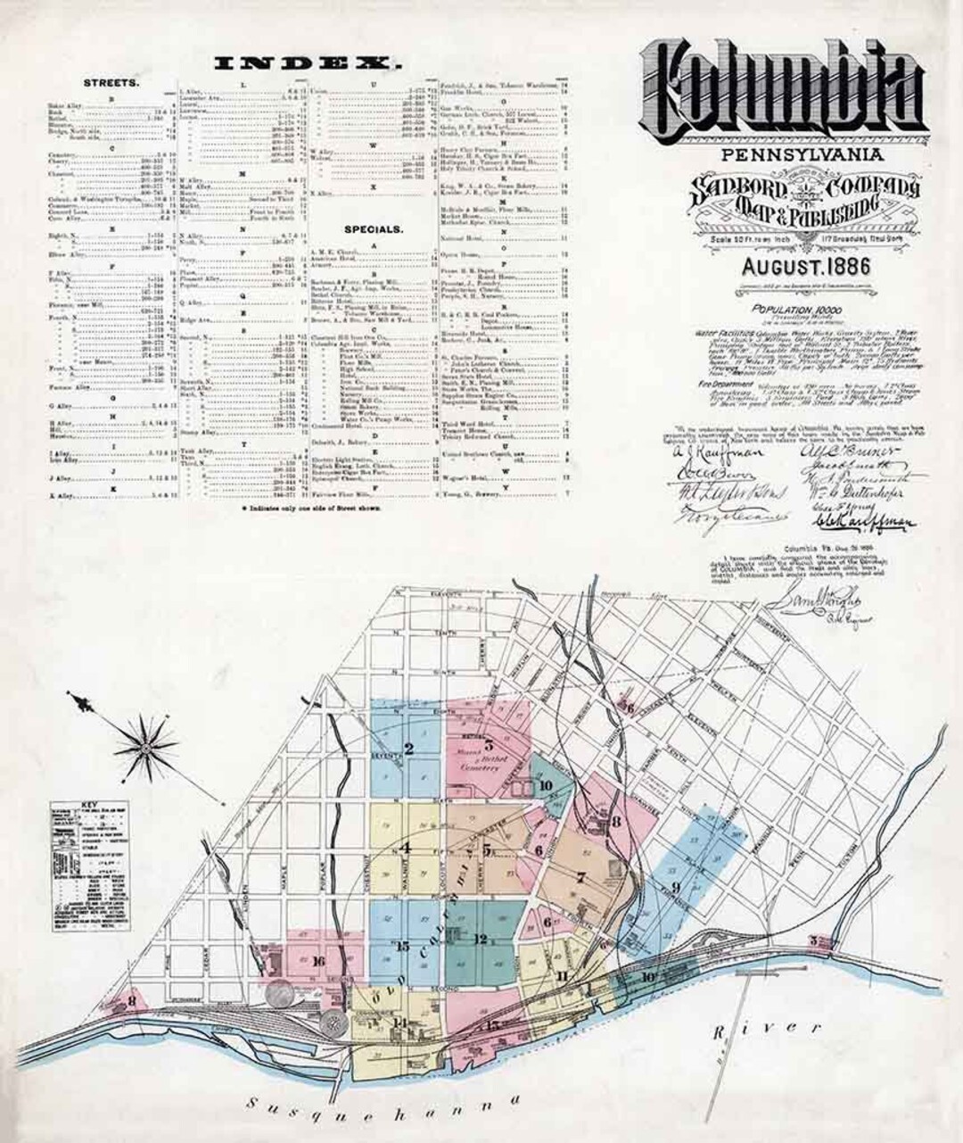 1886 Sanborn Map of Columbia Lancaster County Pennsylvania - Etsy