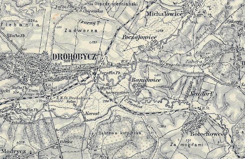 1903 Map of the Drohobycz Region Galicia Austria Hungary | Etsy