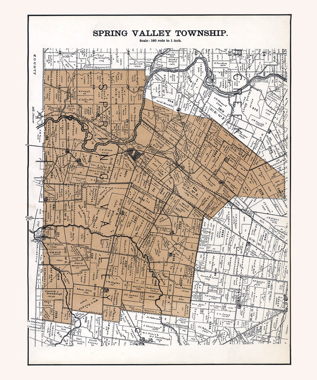 1896 Map of Spring Valley Township Greene County Ohio - Etsy