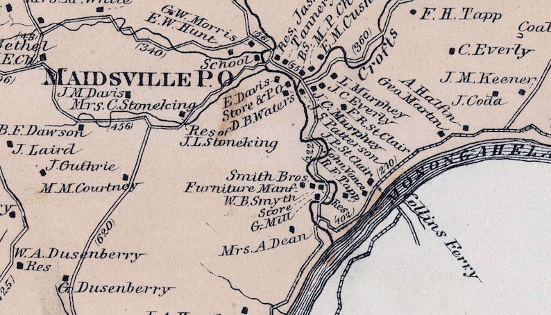 1886 Map of Cass Township Monongalia County West Virginia - Etsy