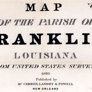 1860 Map of Franklin Parish (county) Louisiana Winnsboro - Etsy