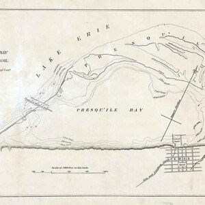 1841 Map of Presque Ile Bay & Erie Harbor Lake Erie - Etsy