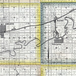 1885 Farm Line Map of Dickinson County Kansas - Etsy