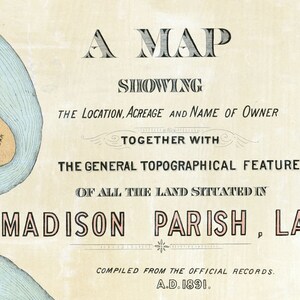 1891 Map of Madison Parish (county) Louisiana Tallulah - Etsy