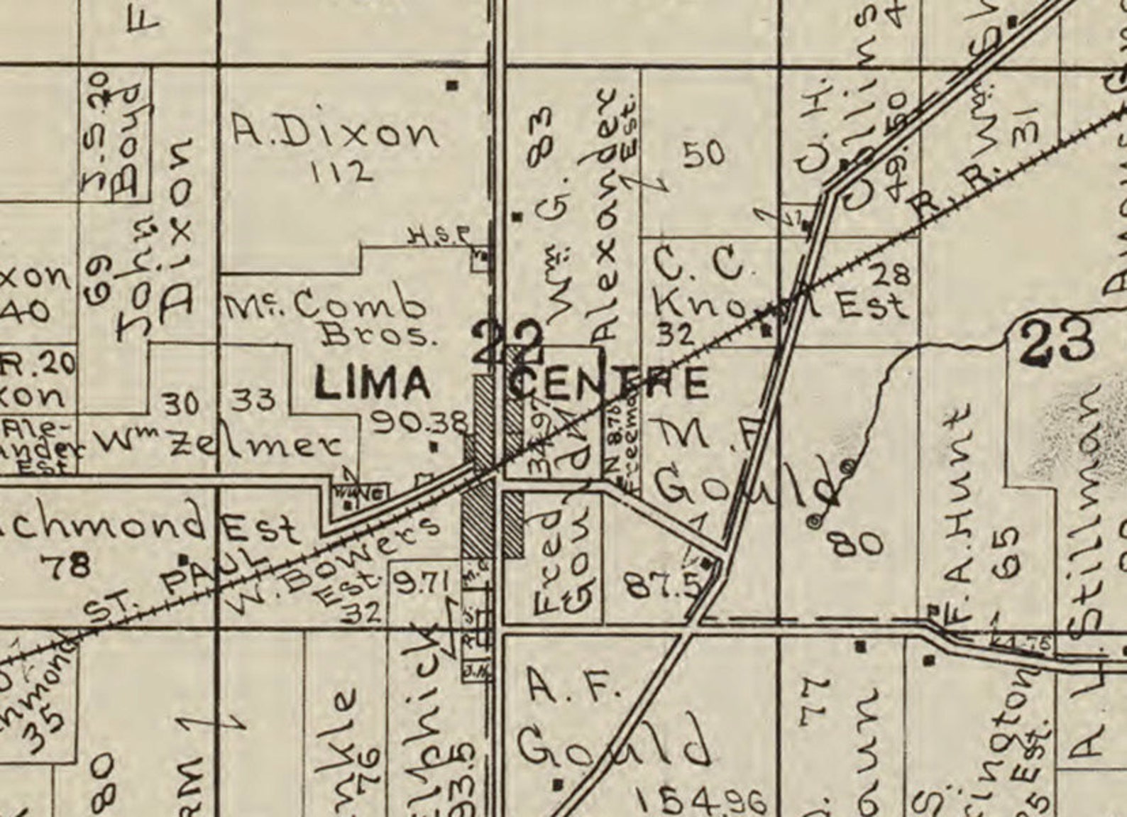 1917 Map of Lima Center and Lima Township Rock County - Etsy