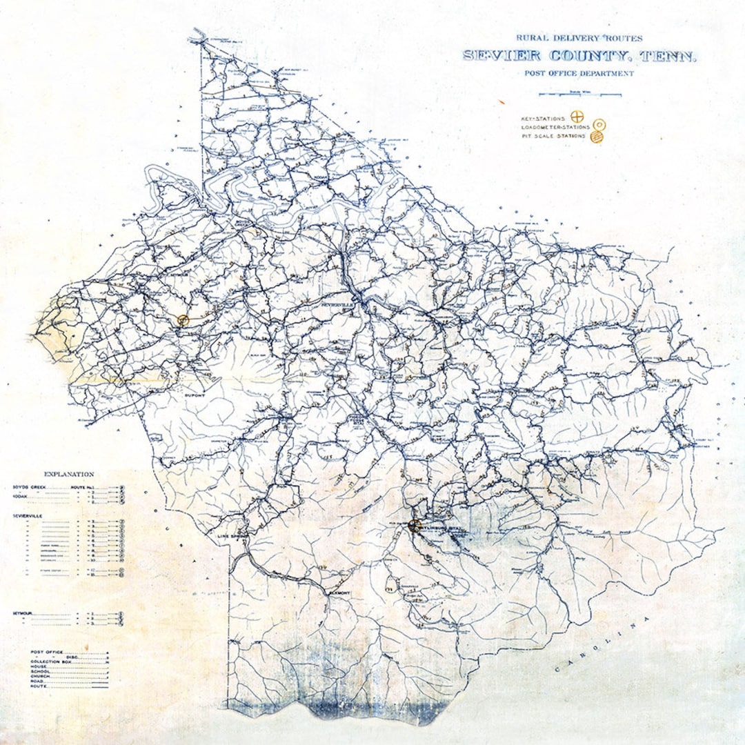 1912 Map of Sevier County Tennessee - Etsy