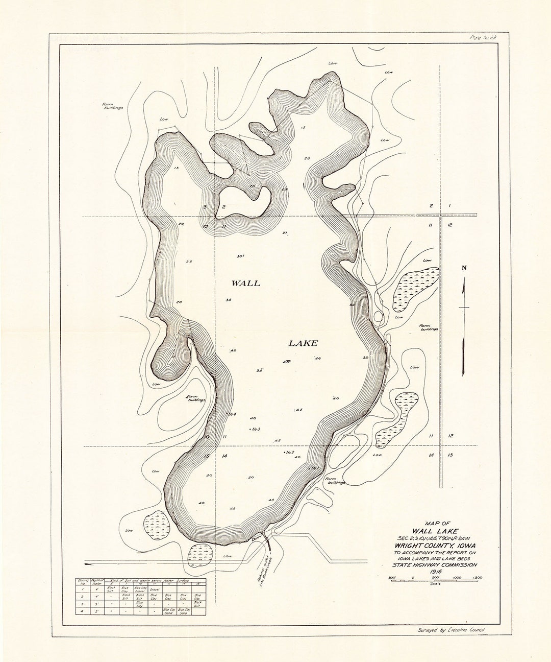 1916 Map of Wall Lake Wright County Iowa - Etsy
