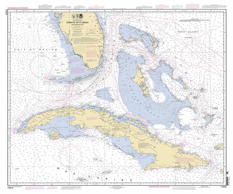2012 Nautical Map of the Straits of Florida and Bahamas - Etsy