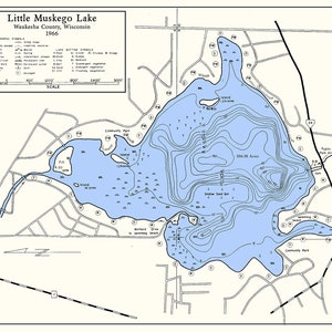 1966 Map of Little Muskego Lake Waukesha County Wisconsin - Etsy