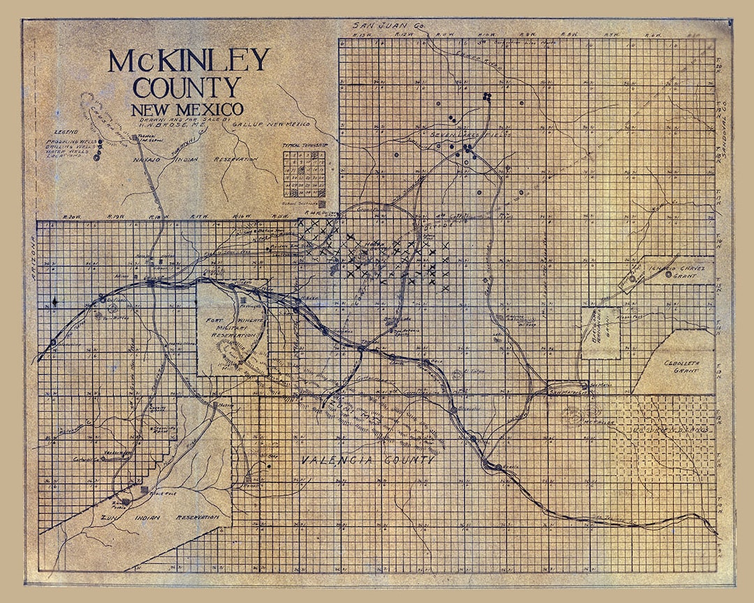 1915 Map of Mckinley County New Mexico Oil Wells - Etsy
