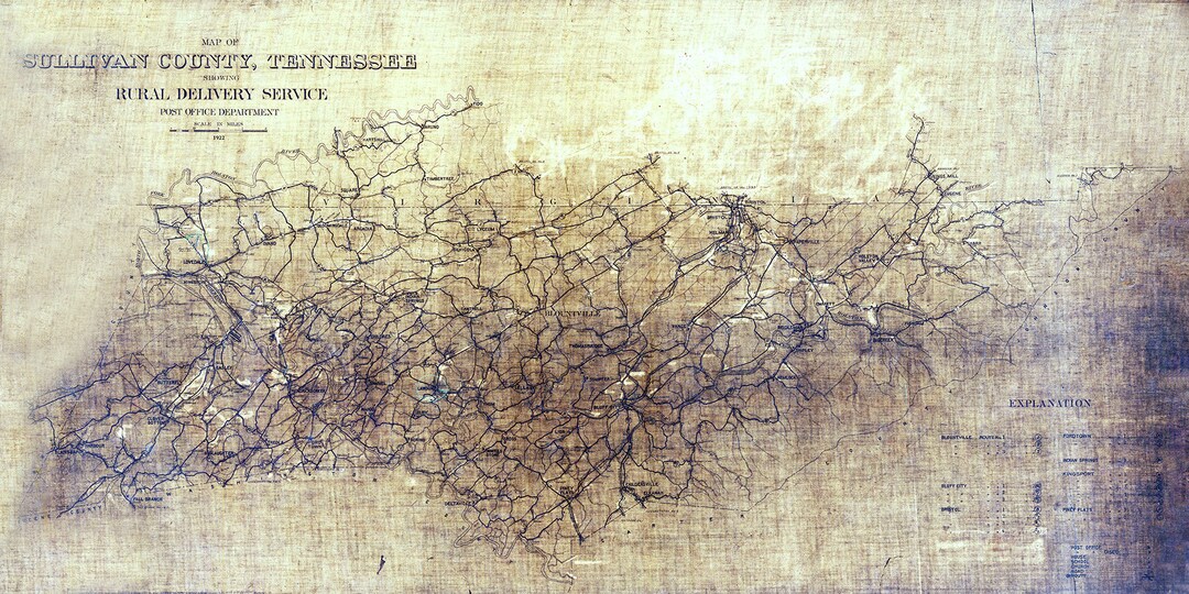 1922 Map of Sullivan County Tennessee - Etsy