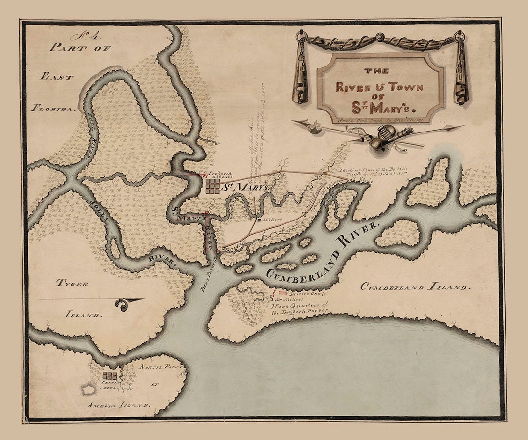 1815 Map of the River and Town of St Marys Georgia - Etsy