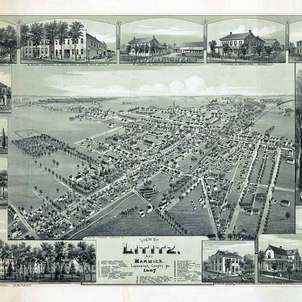 Maps of Lititz Pa - Etsy