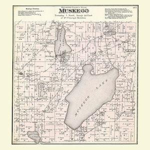 1873 Map of Muskego Township Waukesha County Wisconsin - Etsy