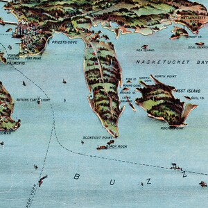 1907 Panoramic Map of Buzzards Bay Barnstable County Massachusetts - Etsy