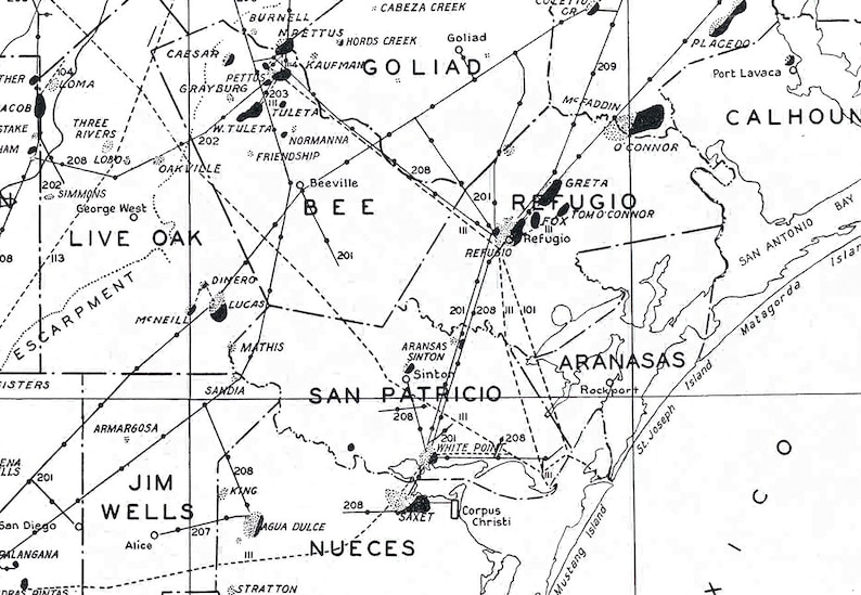 1935 Map of Texas Oil and Gas Fields - Etsy