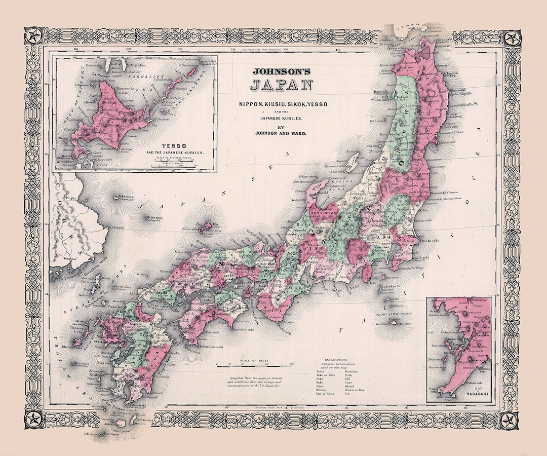 1865 Map of Japan - Etsy