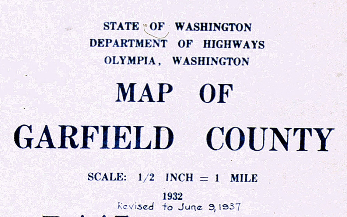 1937 Map of Garfield County Washington - Etsy