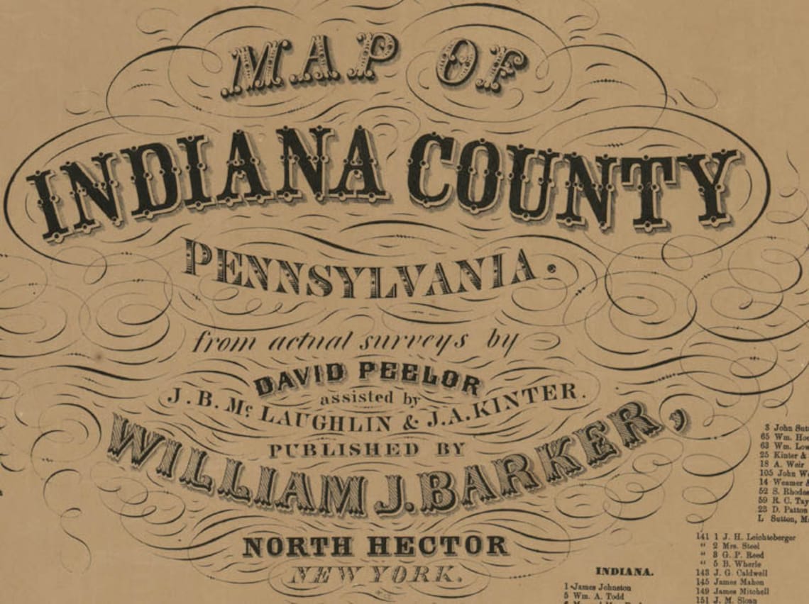 1856 Map of Indiana County Pa - Etsy