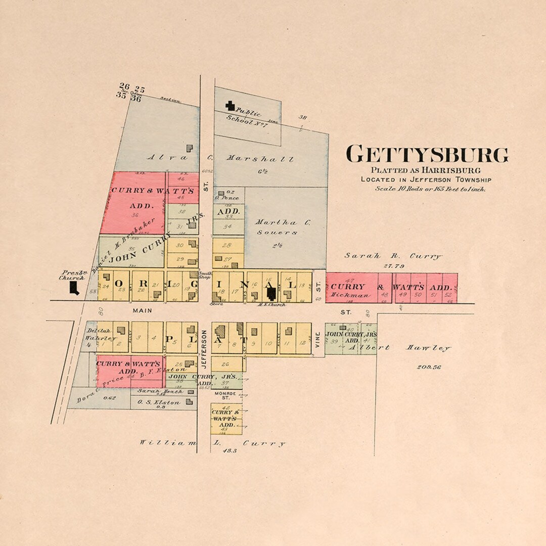 1912 Map of Gettysburg Preble County Ohio - Etsy