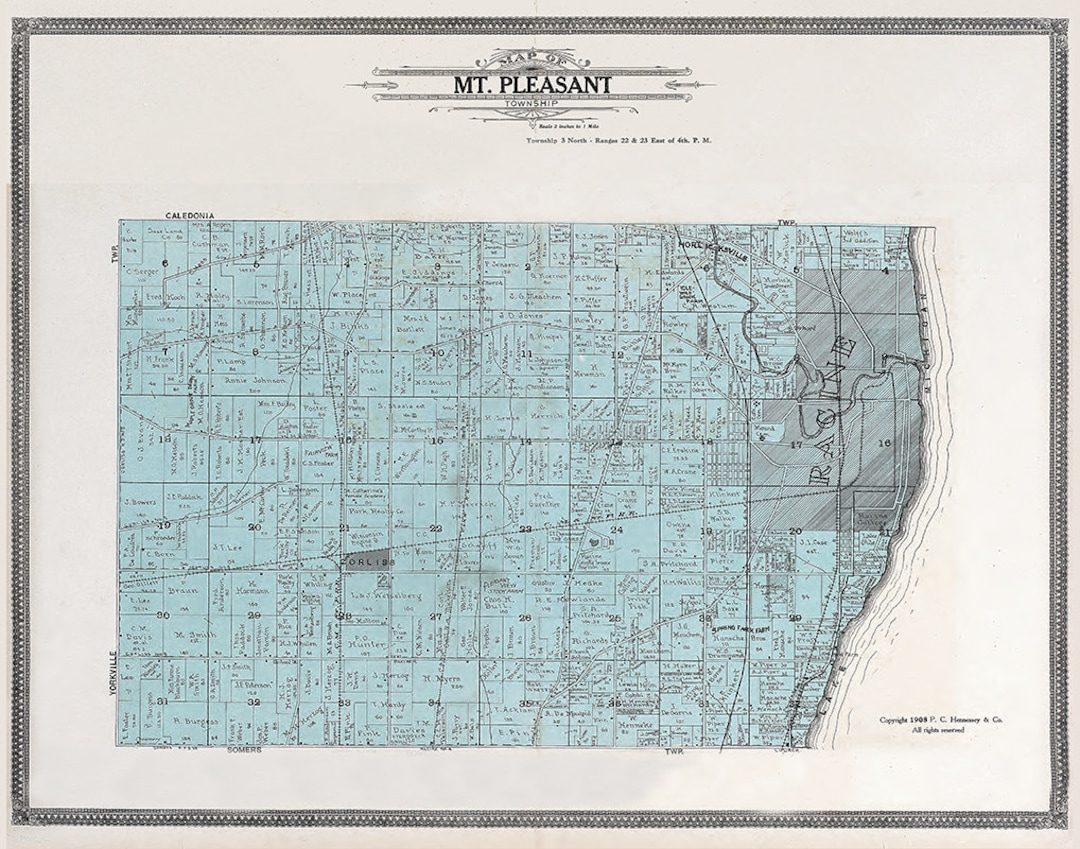1908 Map of Mt Pleasant Township Racine County Wisconsin - Etsy