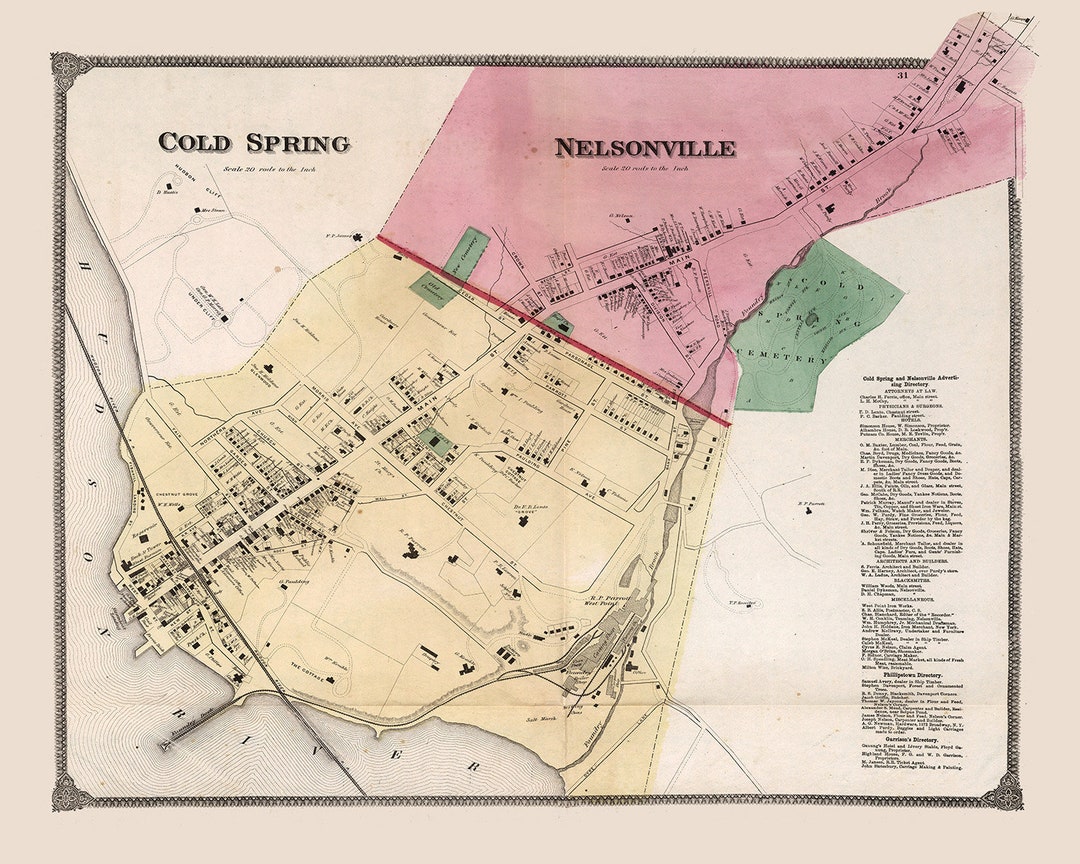 1867 Map of Cold Spring and Nelsonville Westchester County New York - Etsy