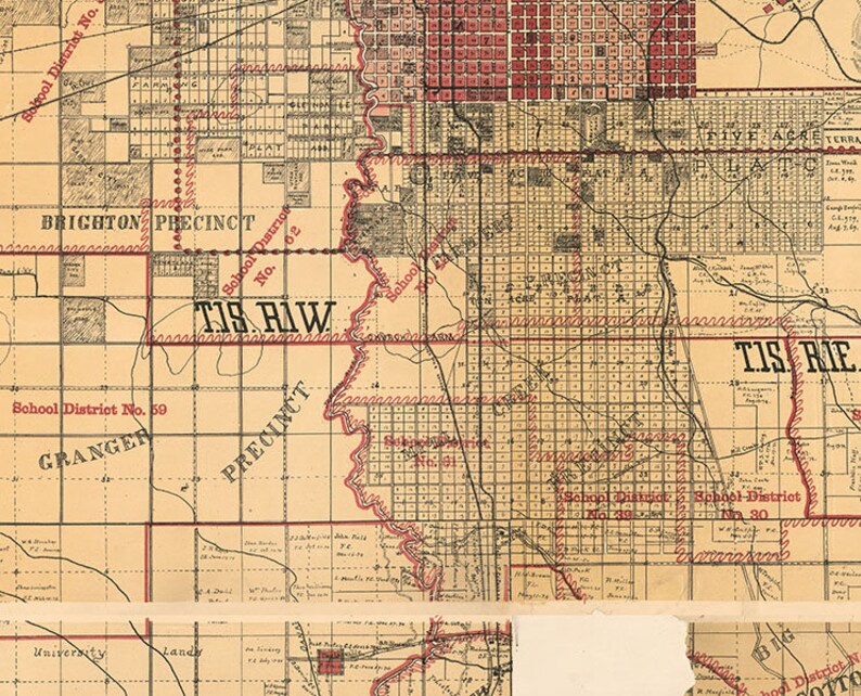 1890 Map of Salt Lake County Utah | Etsy